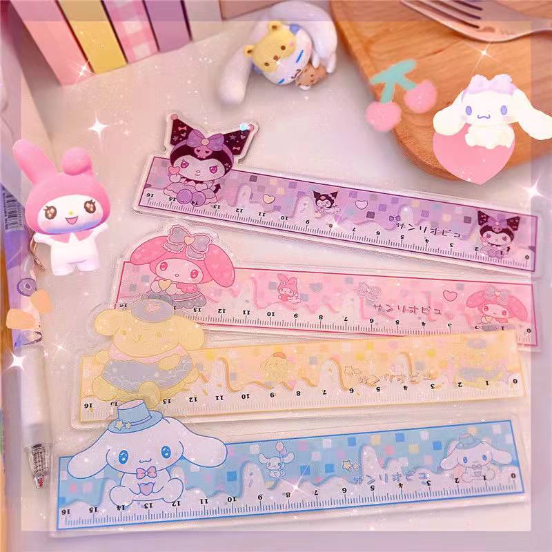 Sanrio character ruler Kuromi Melody cute stationery Cinnamoroll 16 cm ...