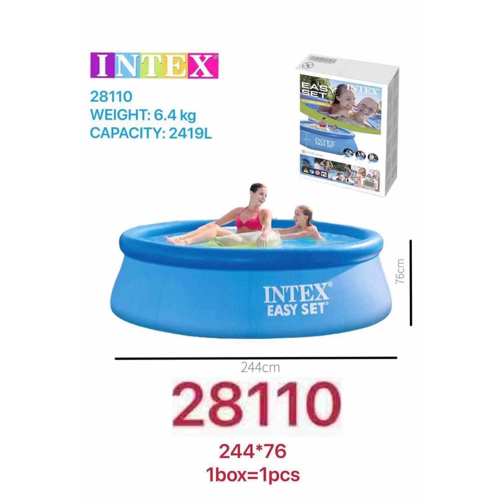 leo ORIGINAL INTEX 28110 Swimming Pool EASY SET POOL 8FT x 30IN (2.44M ...