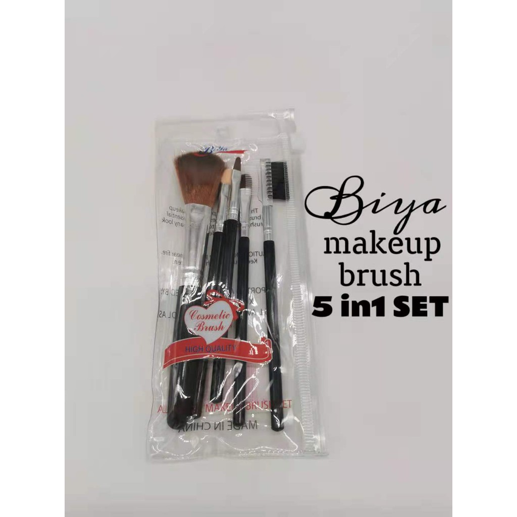 BIYA Makeup brushes 5 in 1 Set (BLACK) | Shopee Philippines