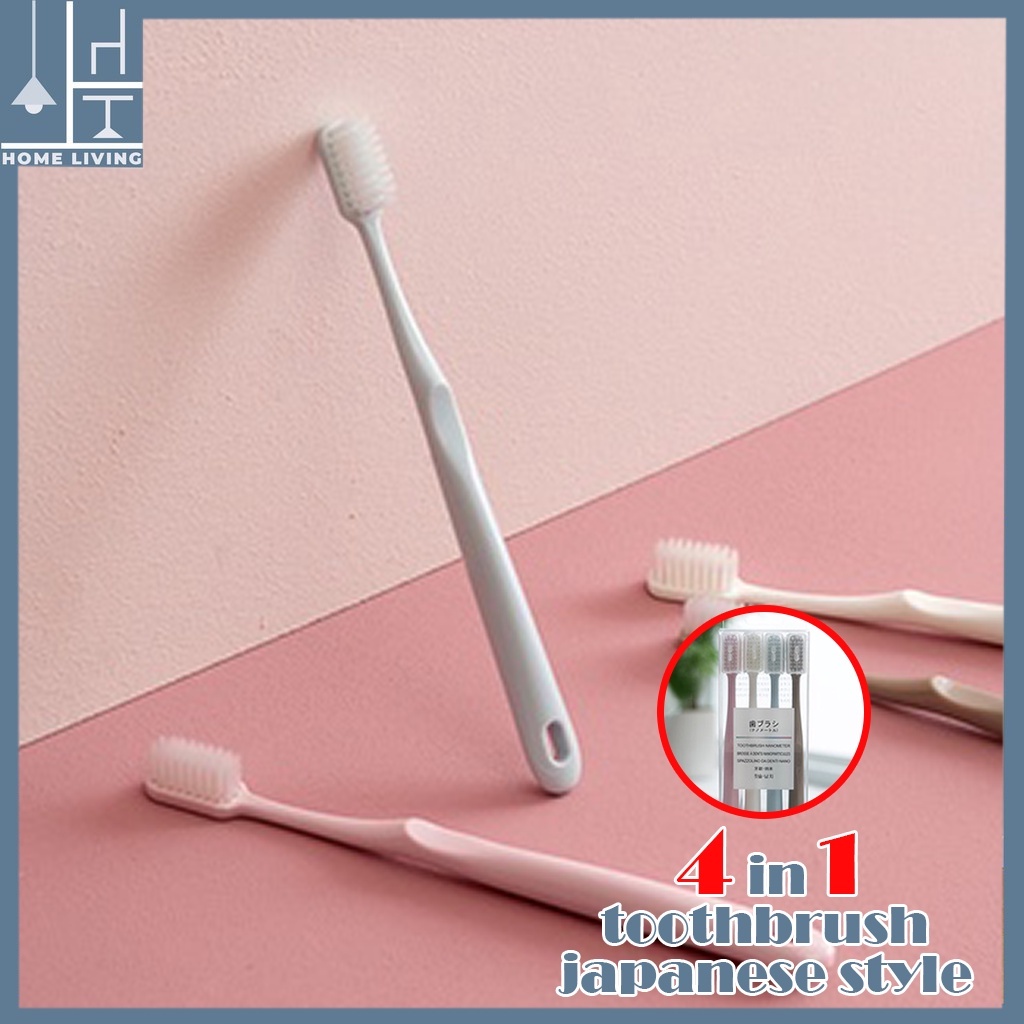 Japanese style 4 in 1 toothbrush pastel color good quality soft bristle ...