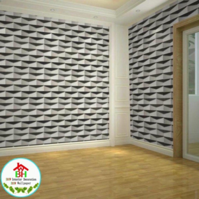 BHW Wallpaper Self Adhesive 3D Bricks Design Color Gray Wall Paper PVC ...