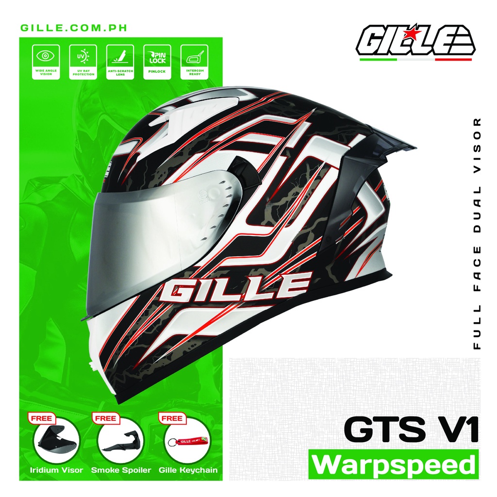 Gille GTS-V1 Series Warp Full Face Motorcycle Helmet Dual Visor Motor ...