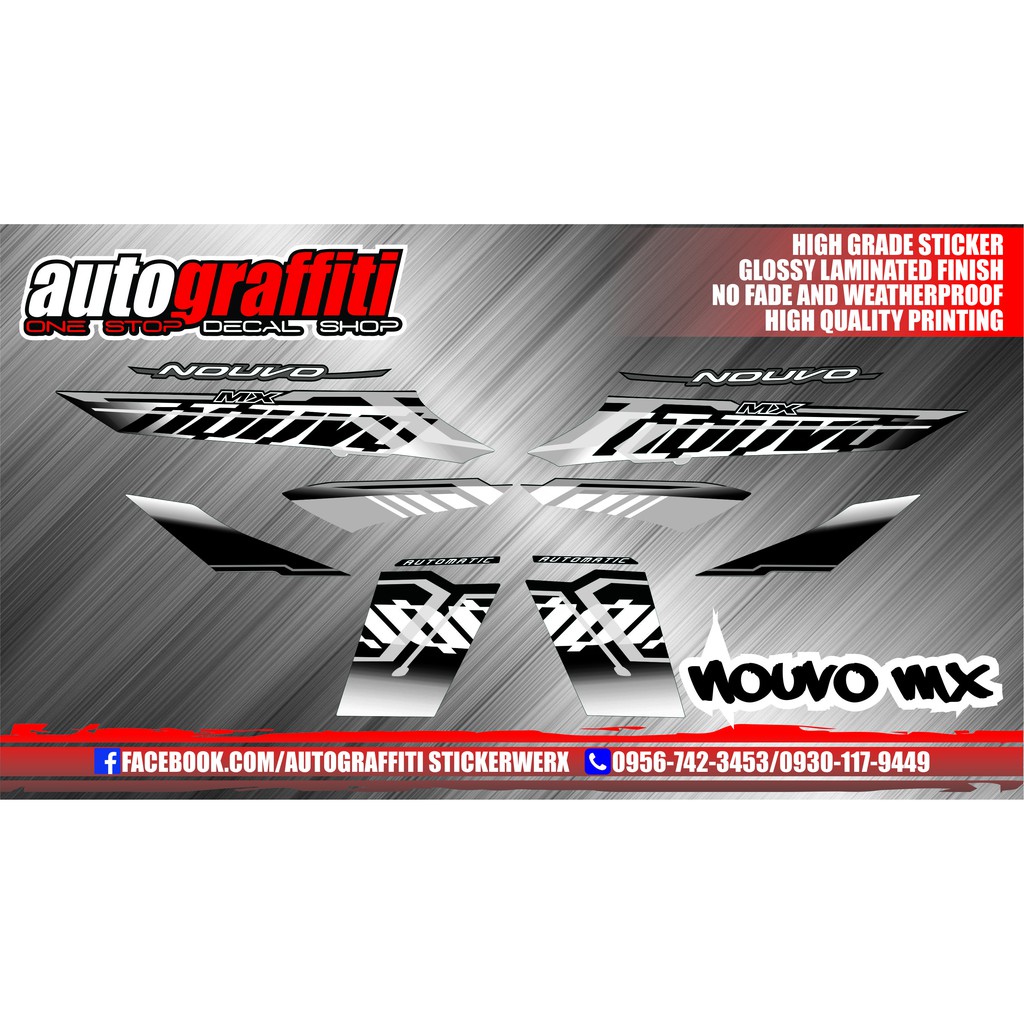 YAMAHA NOUVO MX STOCK DECALS with Glossy Laminated Sticker | Shopee ...