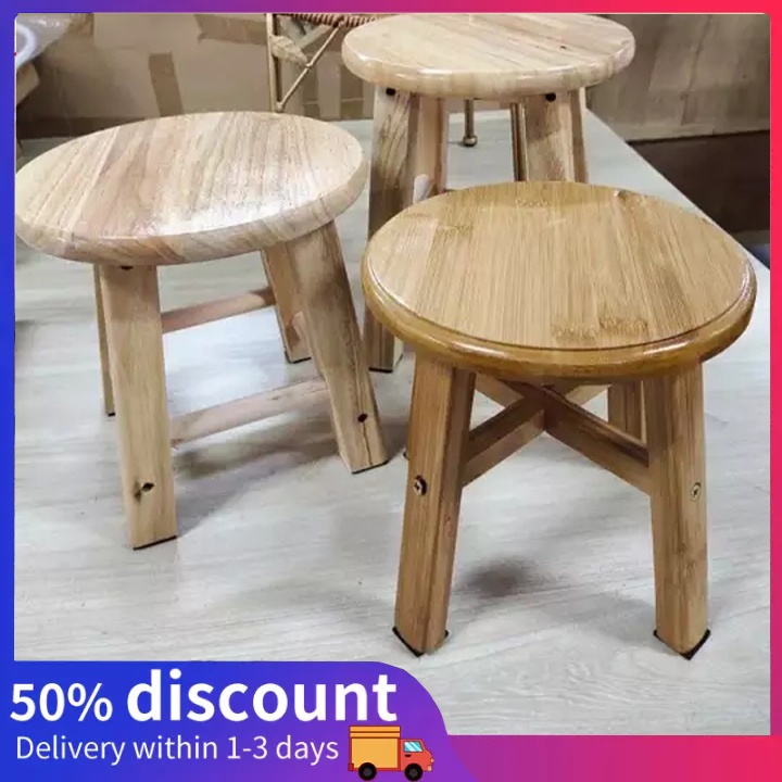 Lazyhome Solid Wooden Round stools, bar Chair,home living room,bedroom ...