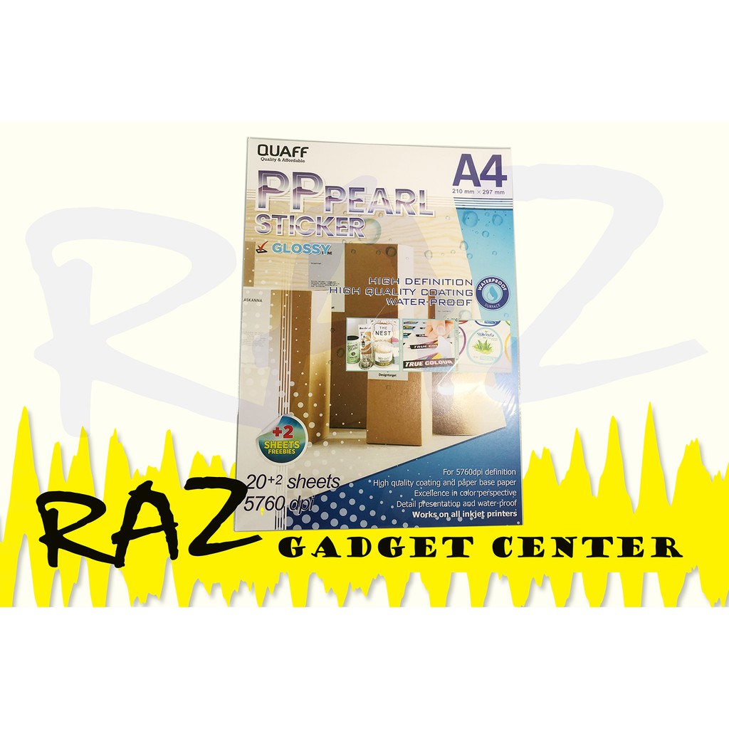 QUAFF PP Pearl Sticker A4 Size Matte / Glossy (20 + 2 Sheets per pack ...