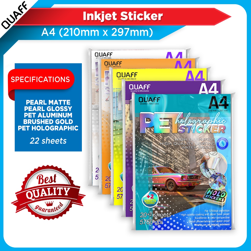 QUAFF PET Sticker A4 Size 180GSM (20 sheets per pack)school supplies ...