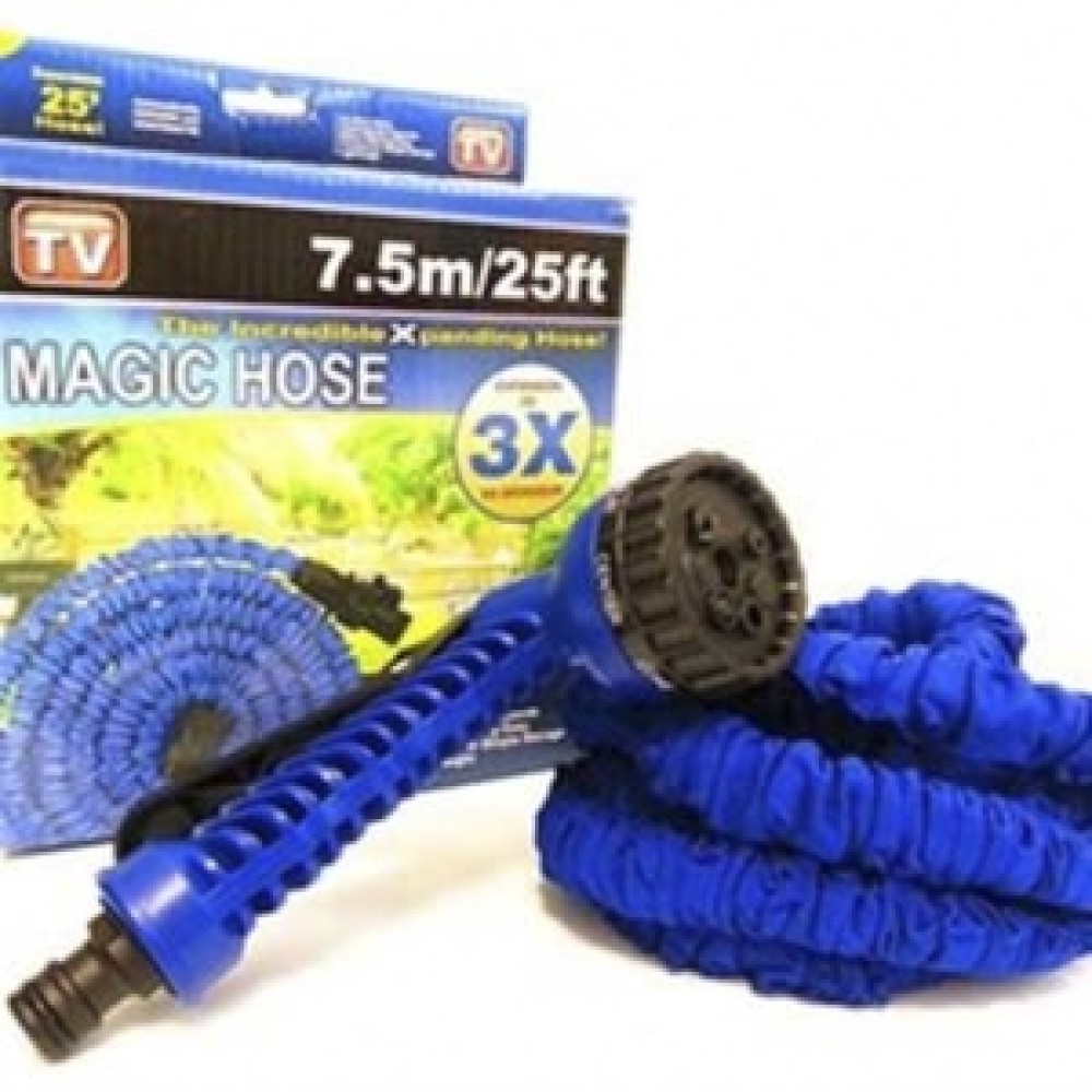 MAGIC HOSE EXPANDABLE FLEXIBLE HOSE UP TO 25FT WITH PLASTIC SPRAY GUN ...