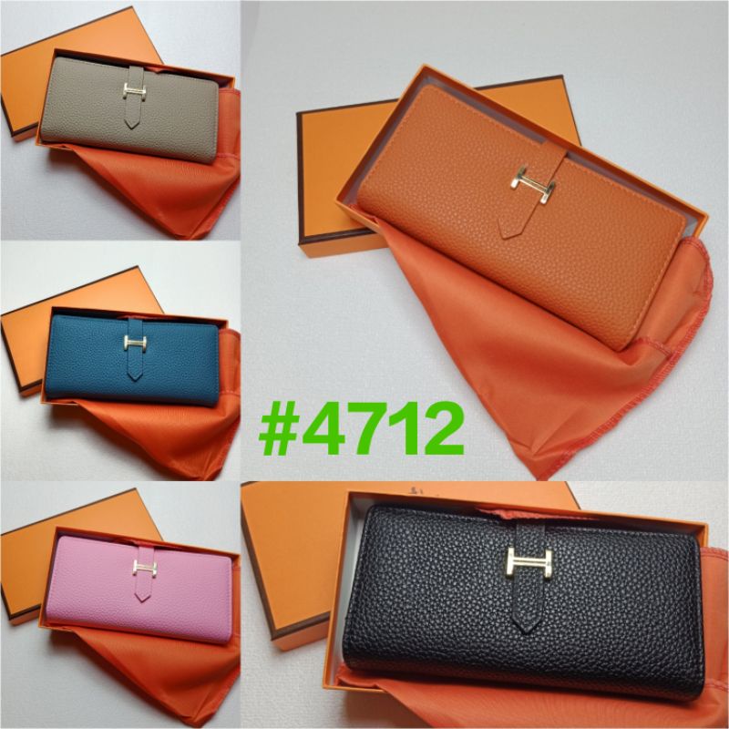 #4712 Leather bifold Long wallet (With box) | Shopee Philippines