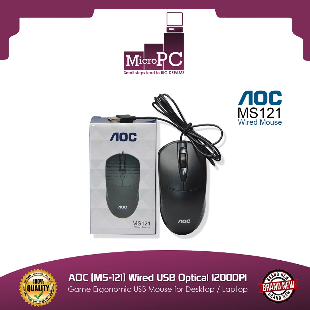 AOC (MS-121) Wired USB Optical 1200DPI Game Ergonomic USB Mouse for ...