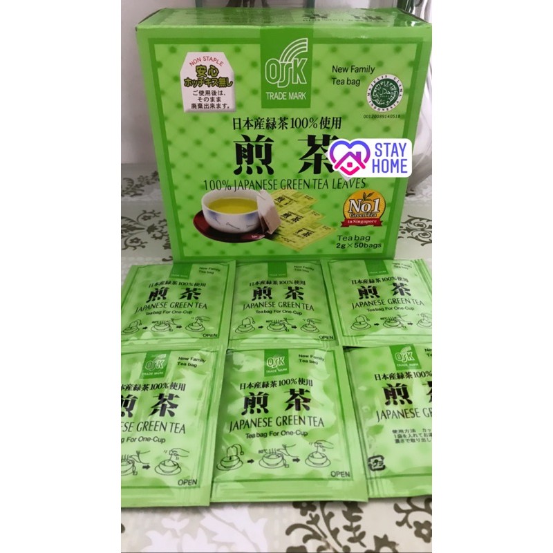 OSK 100% Japanese Green Tea Leaves 50 Individually Wrapped Tea Bags x 2g (100g) Bought in ...