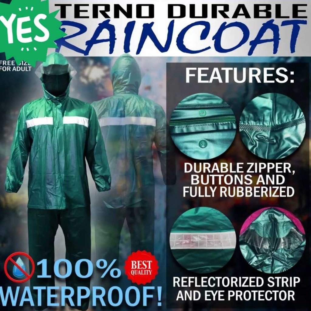RAINCOAT KAPOTE TERNO JACKET AND PANTS REFLECTORIZED FRONT AND BACK ...
