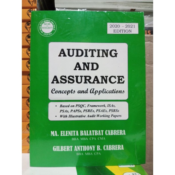 AUDITING AND ASSURANCE Concepts and Applications by Cabrera | Shopee ...