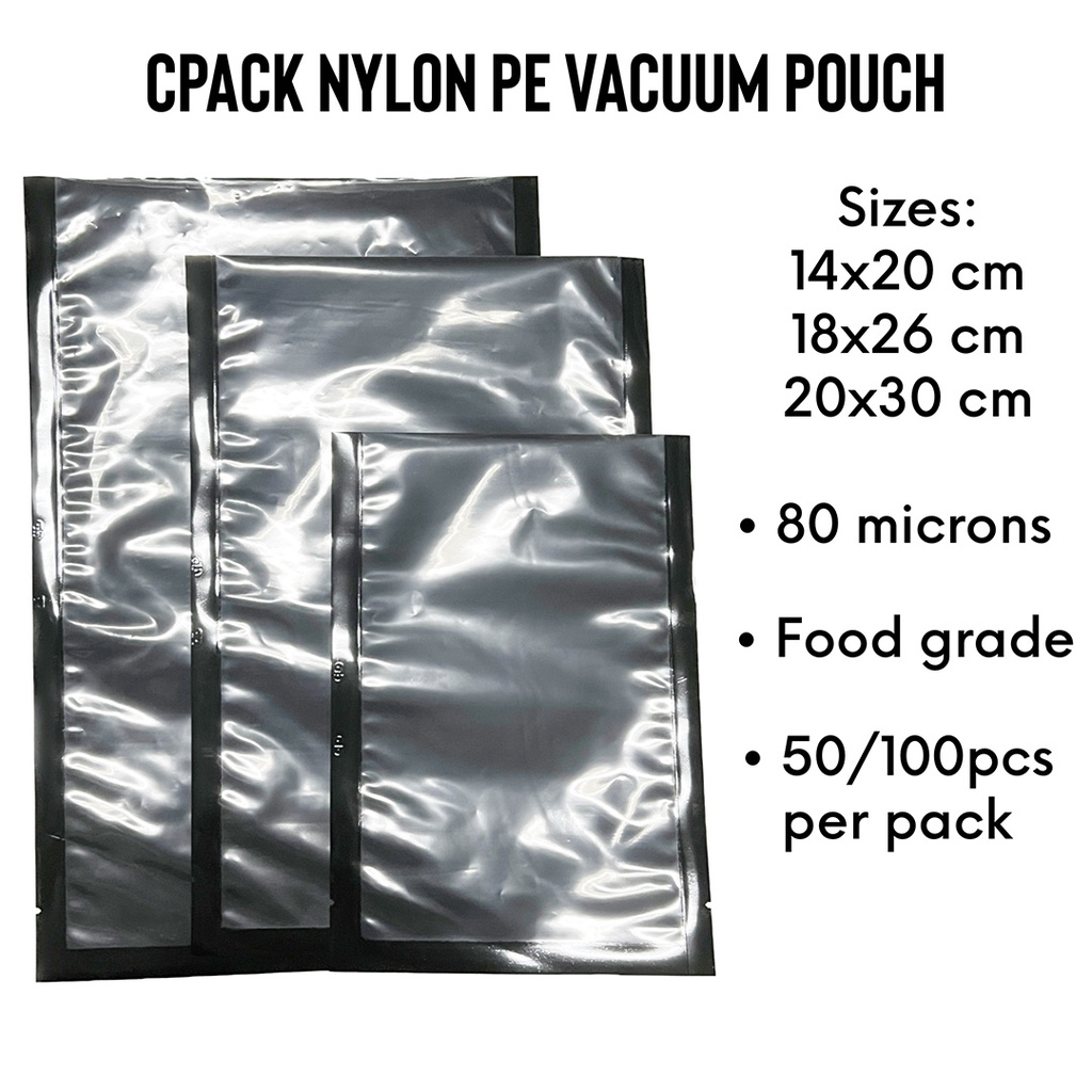 CPack Nylon PE Plastic for Vacuum Sealer Half Clear Half Black 50 ...