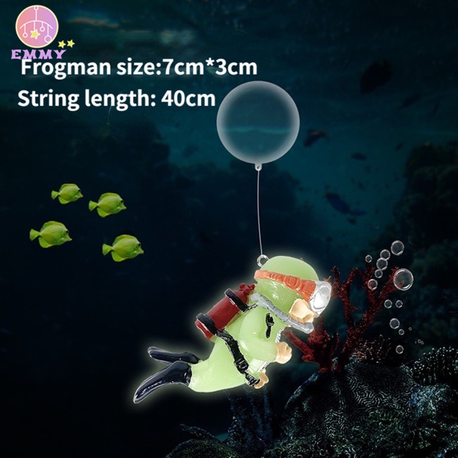 emmy Resin Luminous Ornaments Floating Diver Simulated Underwater World ...