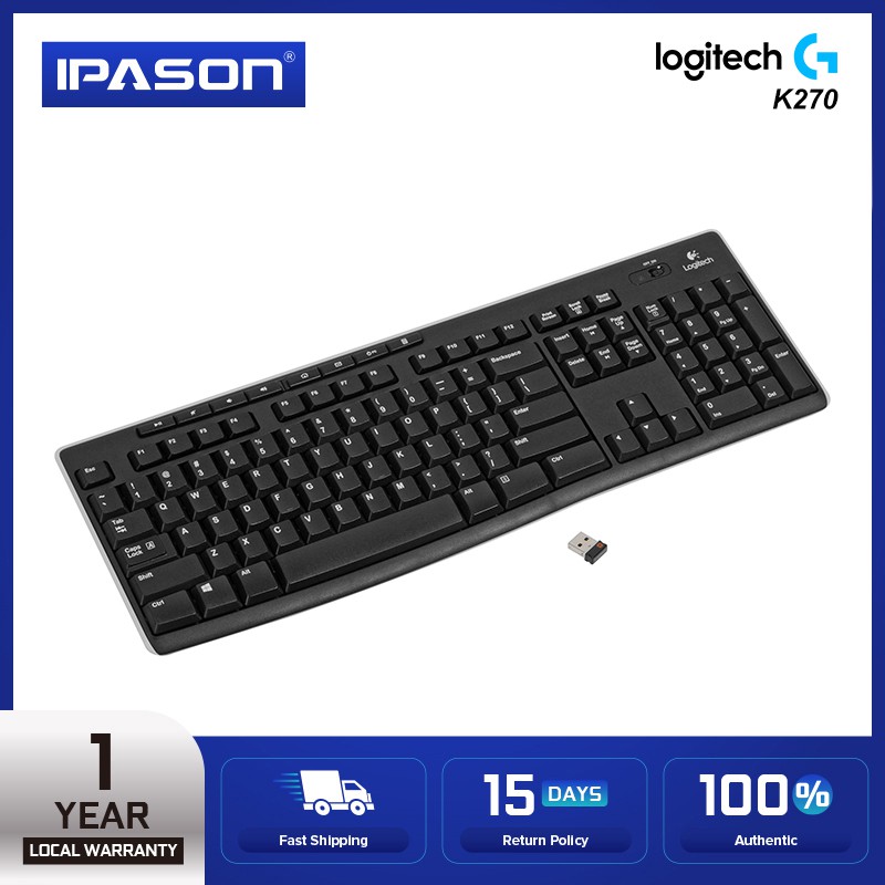 Ipason Logitech K270 Wireless Keyboard, Full sized, Wireless Essential ...