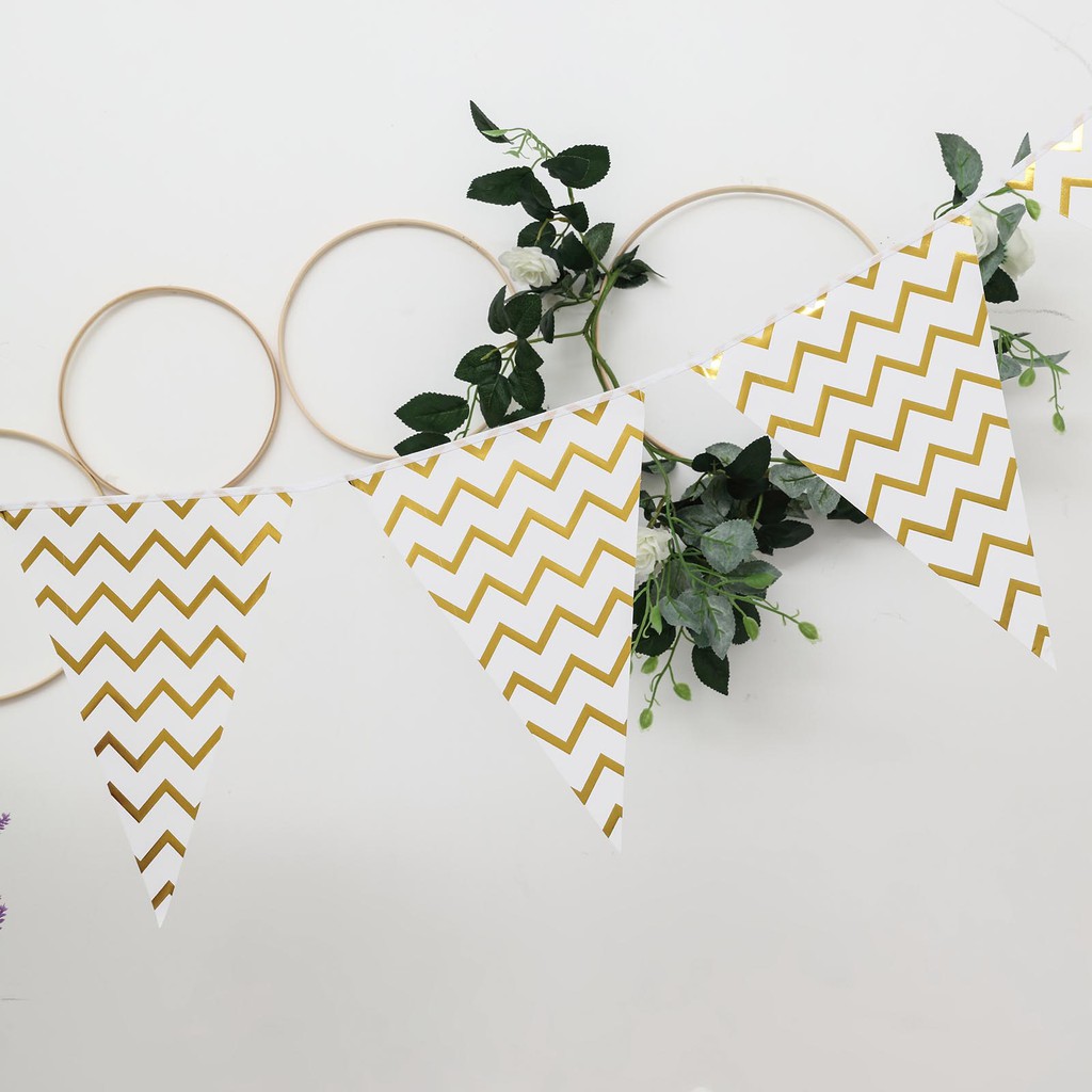 Gold / Silver Wave Chevron Zigzag Design Banderitas Birthday ...