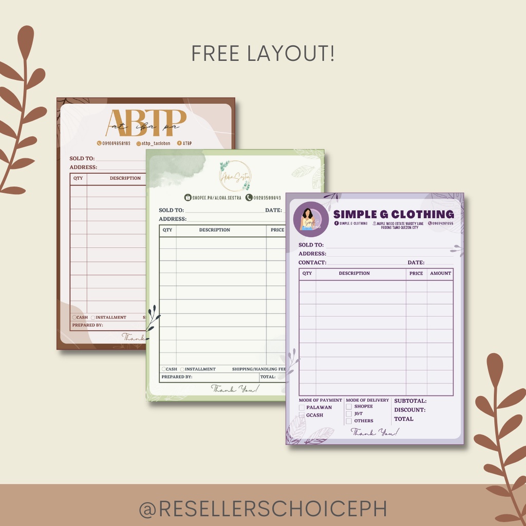 RECEIPT/STICKER LOGO & THANK YOU CARDS [FREE LAYOUT ] presyo ₱228