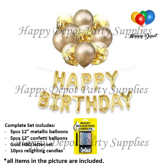 Happy Birthday Chrome Confetti Set with Relighting Candles | Shopee ...
