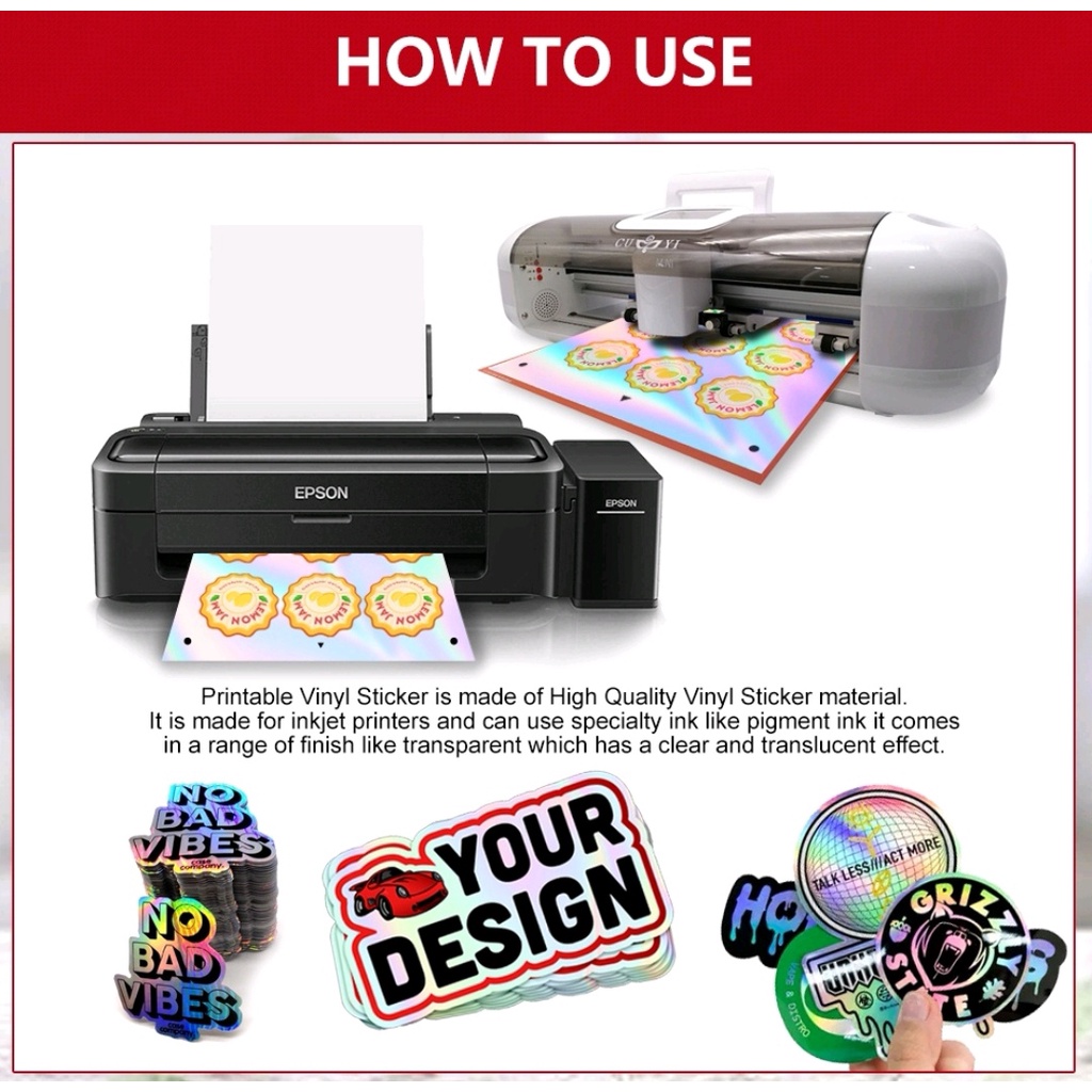 QUAFF PET Printable Label Sticker Waterproof 180GSM A4 Size ( PP Pearl ...