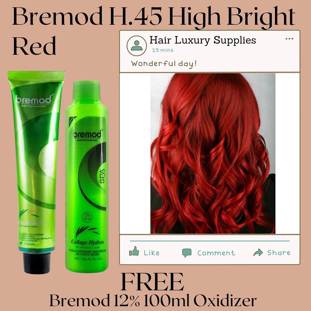 Bremod hair color chart red: various red shades