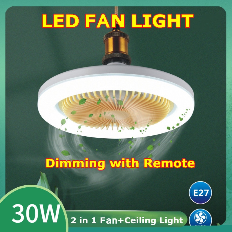 2in1 Ceiling Fan With Light Bedroom/With Remote Control Silent LED ...