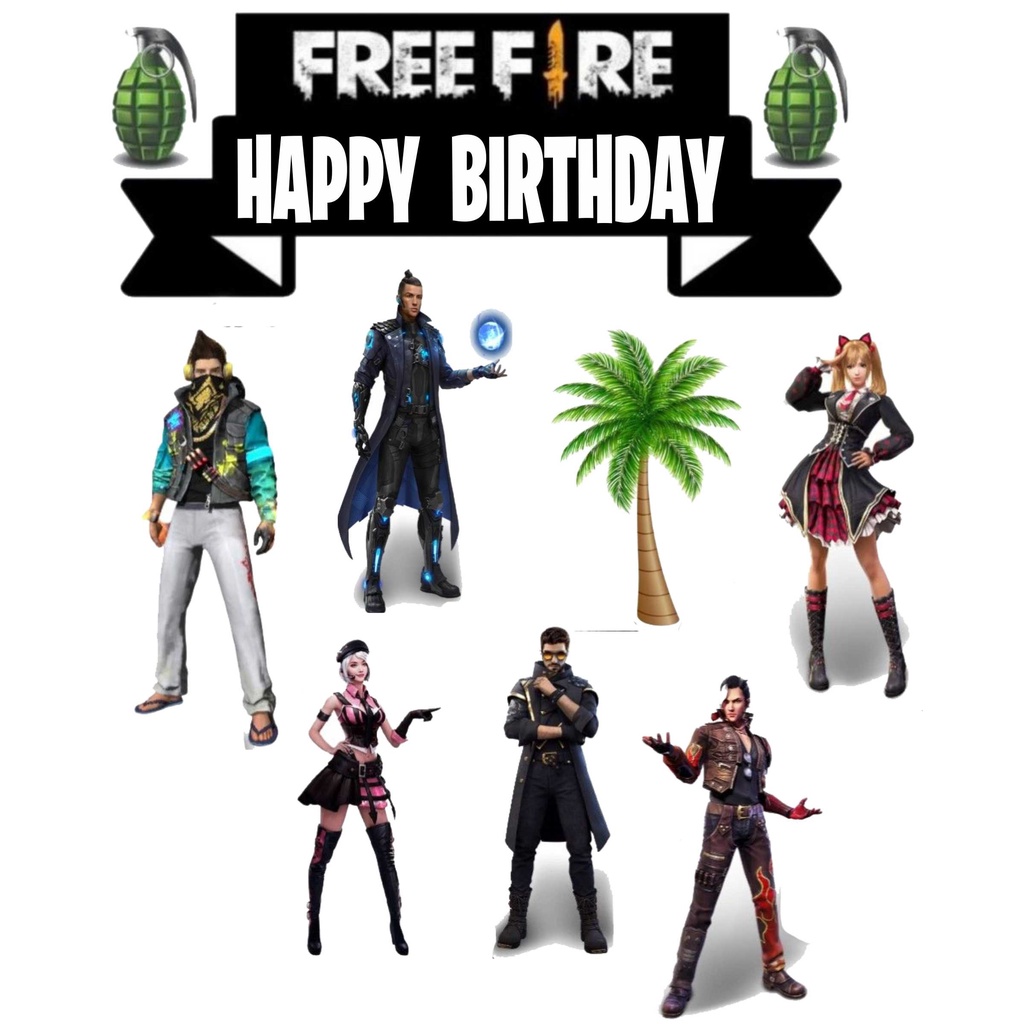 Free FIRE Birthday CAKE TOPPER CUSTOM CAKE TOPPER | Shopee Philippines