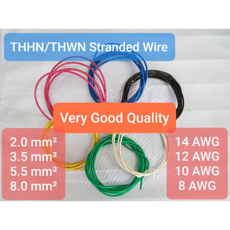 THHN/THWN Stranded Wire 14 12 10 8 2.0mm² 3.5mm² 5.5mm² 8.0 14/7 12/7 10/7 8/7 per Meter ...