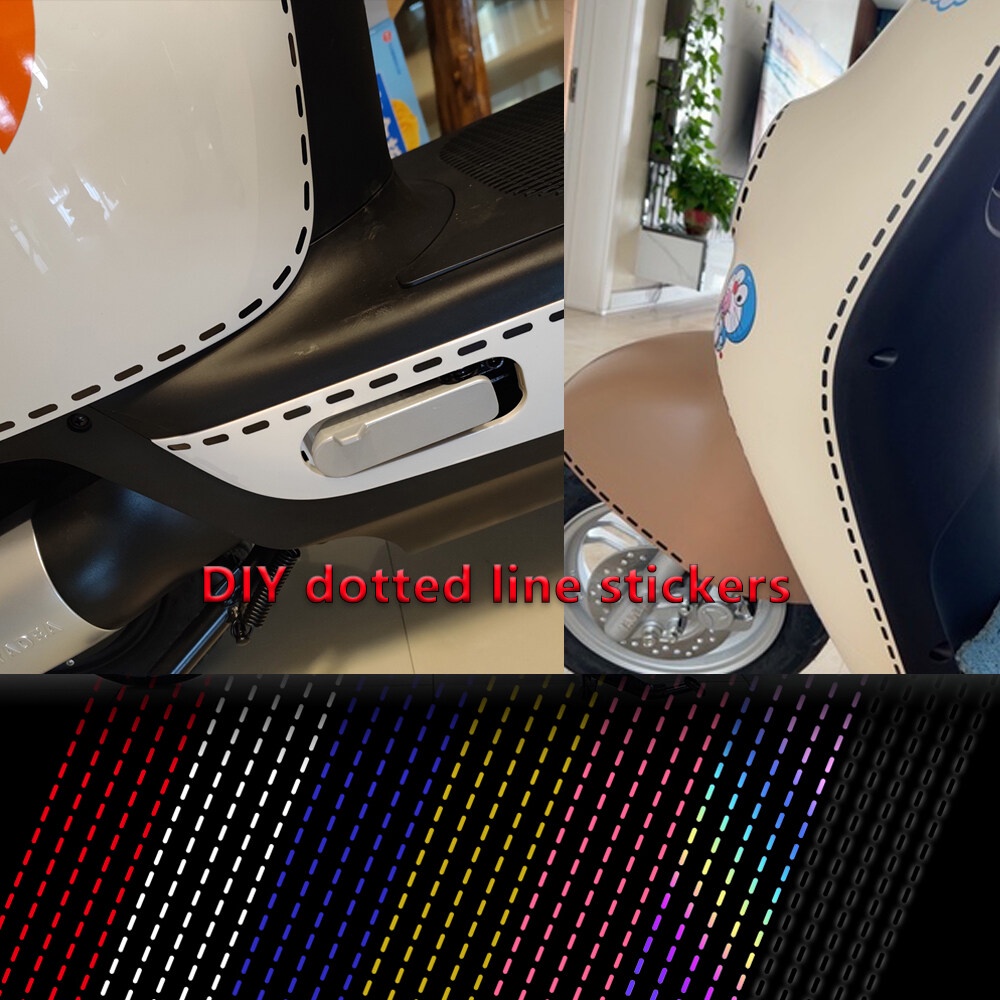DIY Dotted Line Motorcycle Stickers Creative Modification Waterproof ...