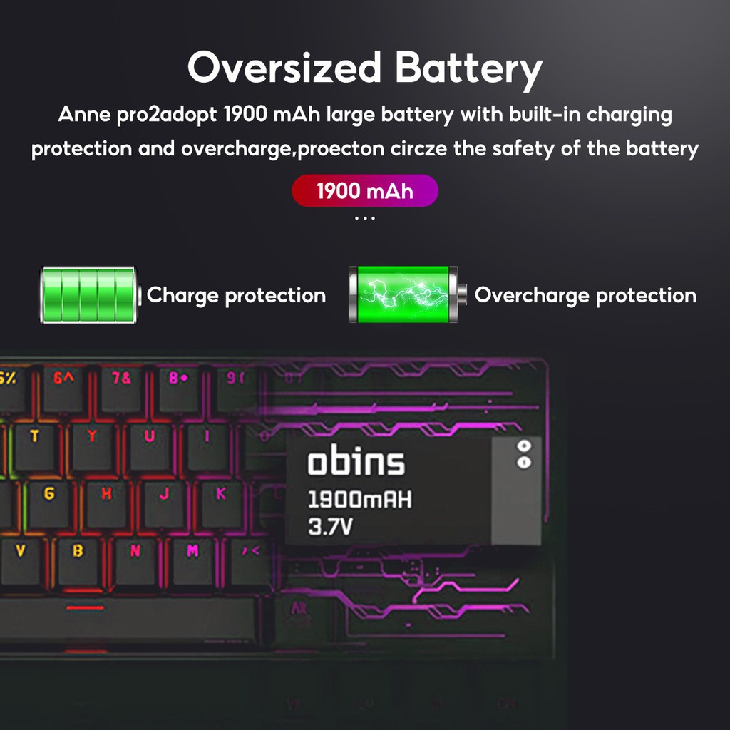 Royal Kludge RK61 RK71 Wireless Dual-Mode Bluetooth 3.0 USB RGB Backlit ...