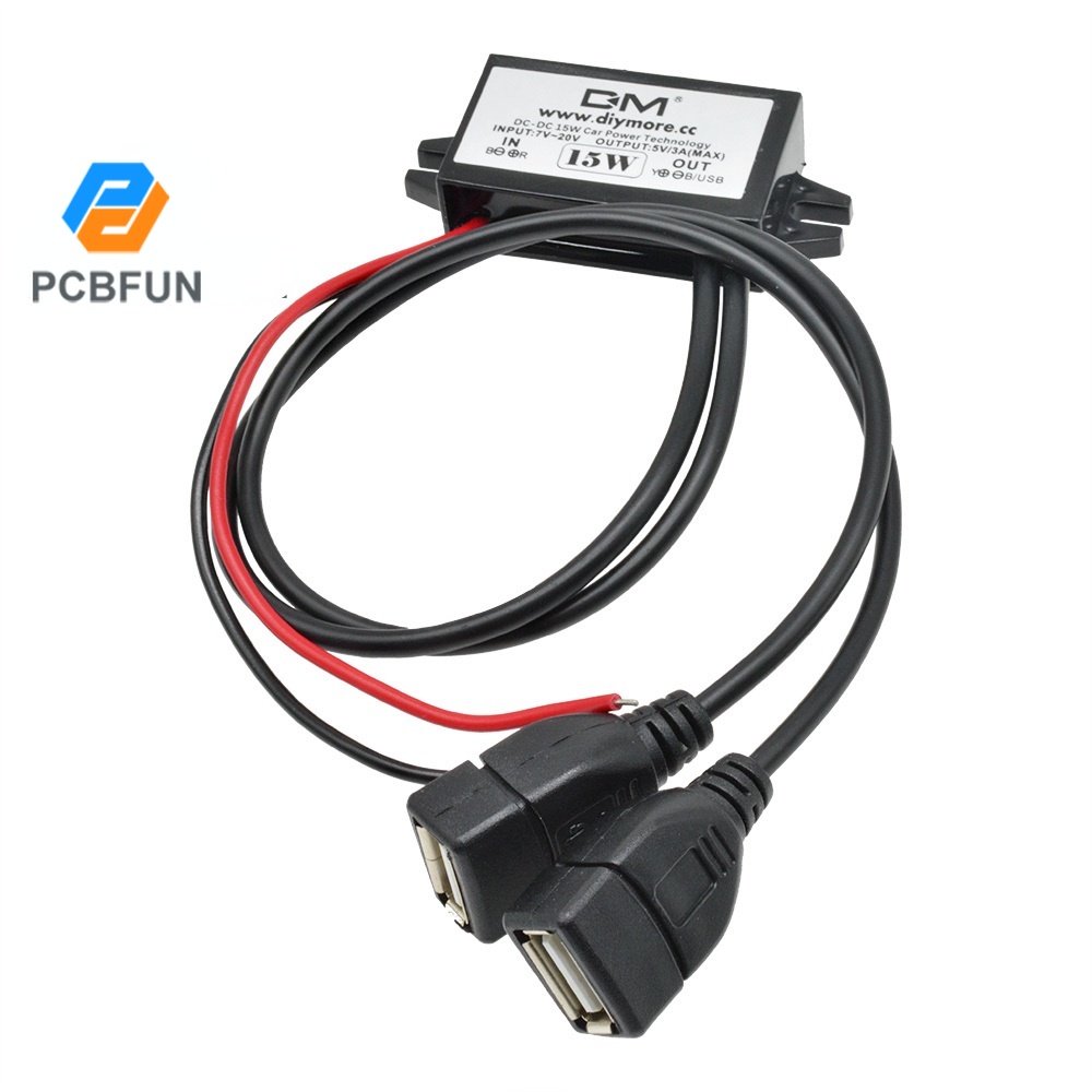 Pcbfun DC-DC 12V To 5V 3A 15W Dual USB Output Power Adapter | Shopee ...
