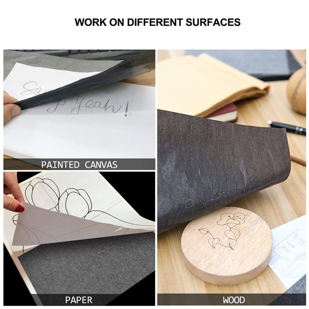 100pcs A4 Carbon Paper Black Legible Graphite Transfer Tracing Painting ...