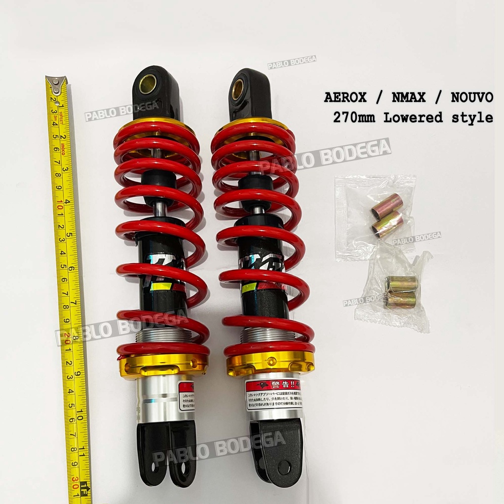 Aerox V1 V2 Nmax V1 V2 Nouvo 2 pcs Set Rear RED Shock 270mm Lowered Style Plug and play | Shopee ...