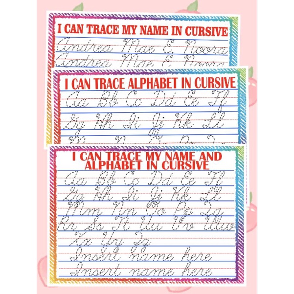 Cursive Tracing name alphabet letters reusable waterproof | Shopee ...
