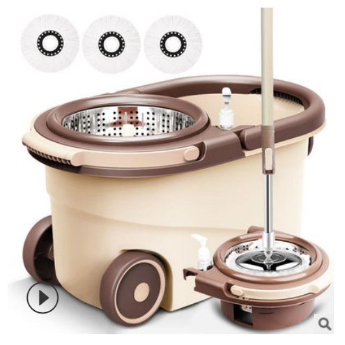 Mop and rotary drying bucket set, with wheels and 3 microfiber mop ...