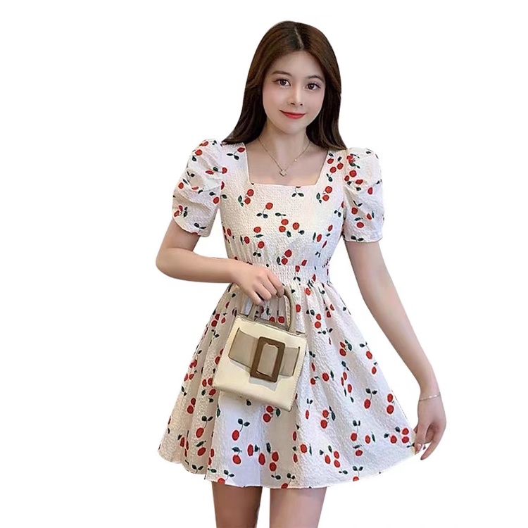 korean mini cherry dress fashiom women clothing dresses | Shopee ...