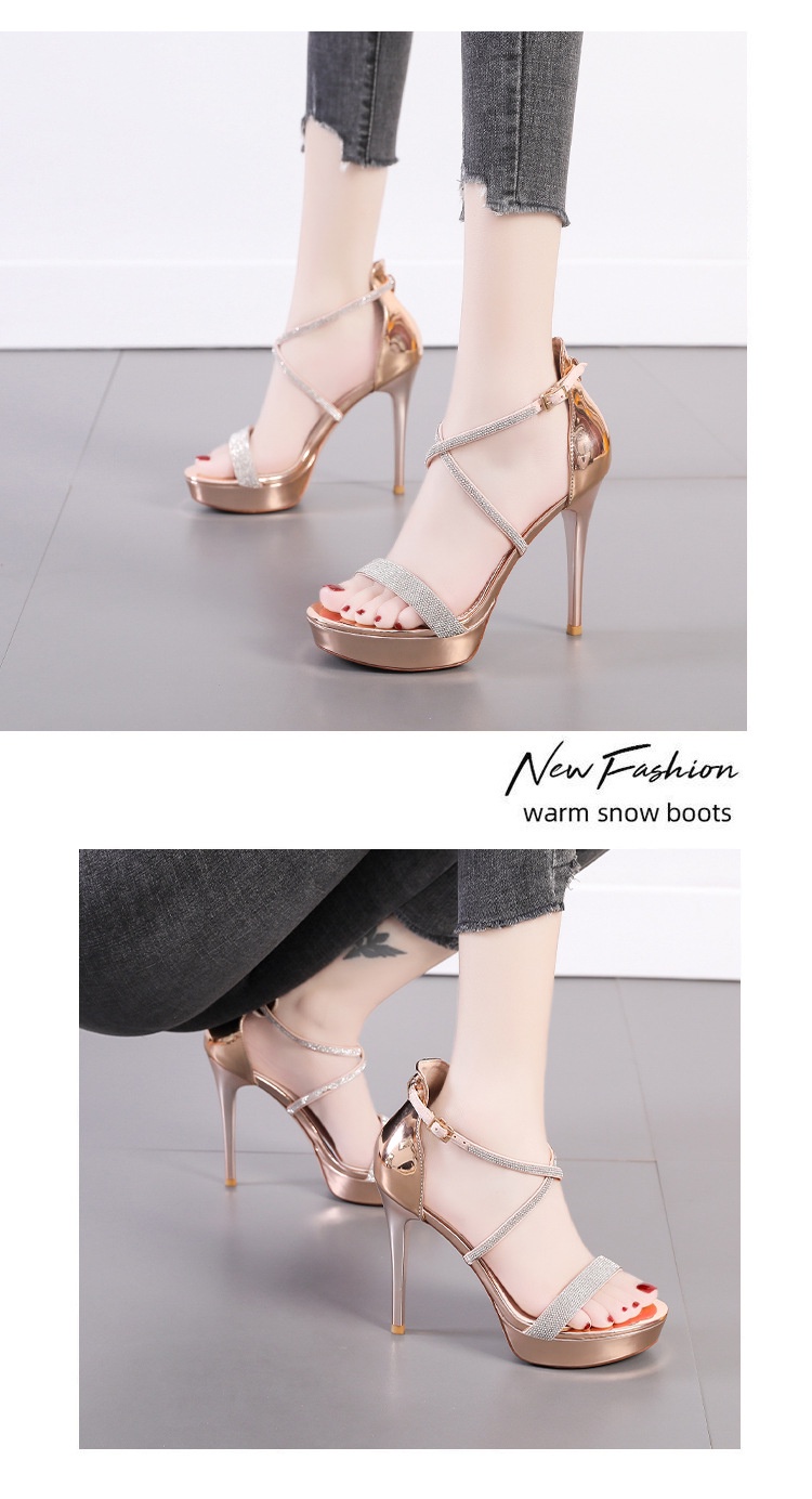 High Heels Rhinestone Sexy Strap Sandals for Women | Shopee Philippines