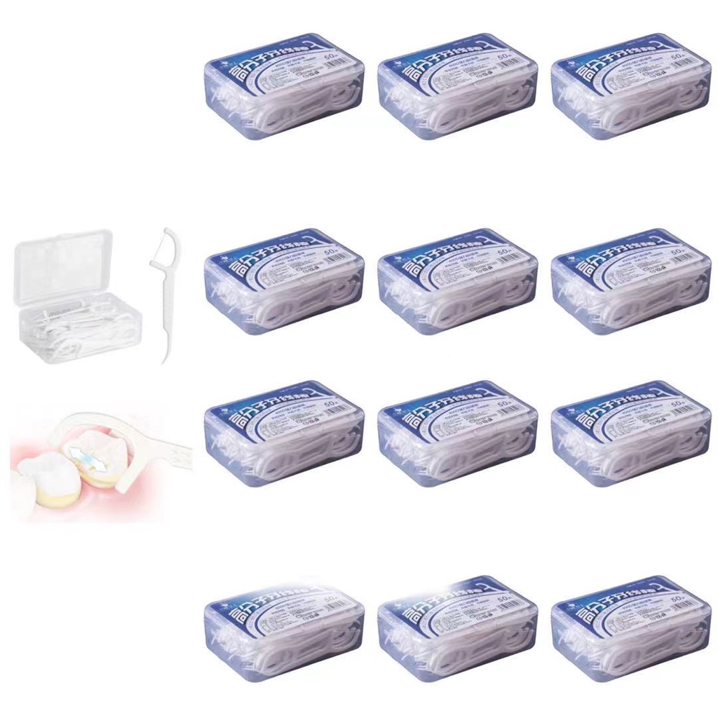 12box/set Dental floss stick Flosser Teeth Toothpick stick Dental Floss ...