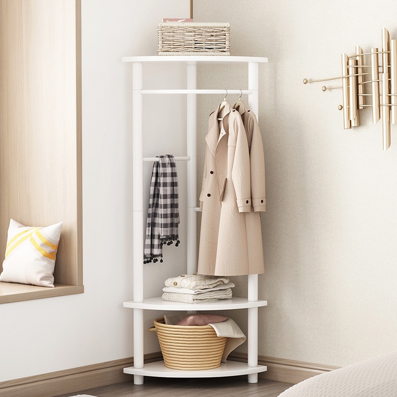 Solid Wood Coat Rack Turn Corner Floor Hanger Simple Bedroom Clothes ...