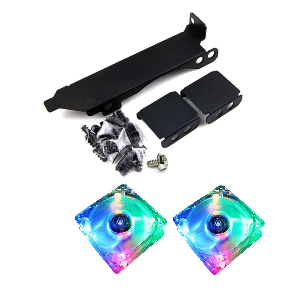1 set Dual Fan Mount Rack PCI Slot Bracket for Video Card 2x 80mm 4 ...