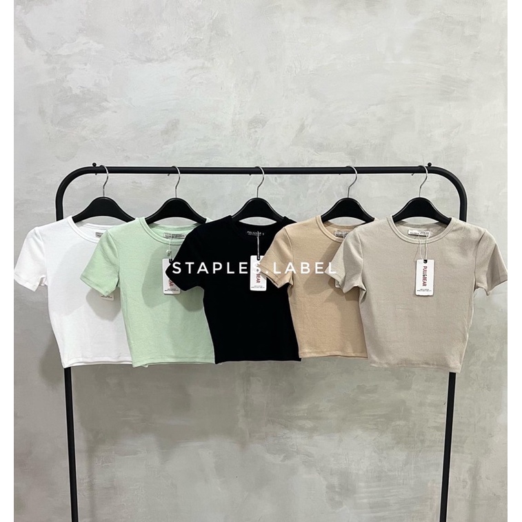 Pull & Bear Ribbed Short Sleeve T-shirt | Shopee Philippines