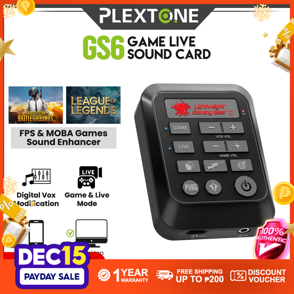 PLEXTONE GS6 Sound Card Game Live Sound Card Pubg Lol Sound Enhancer ...