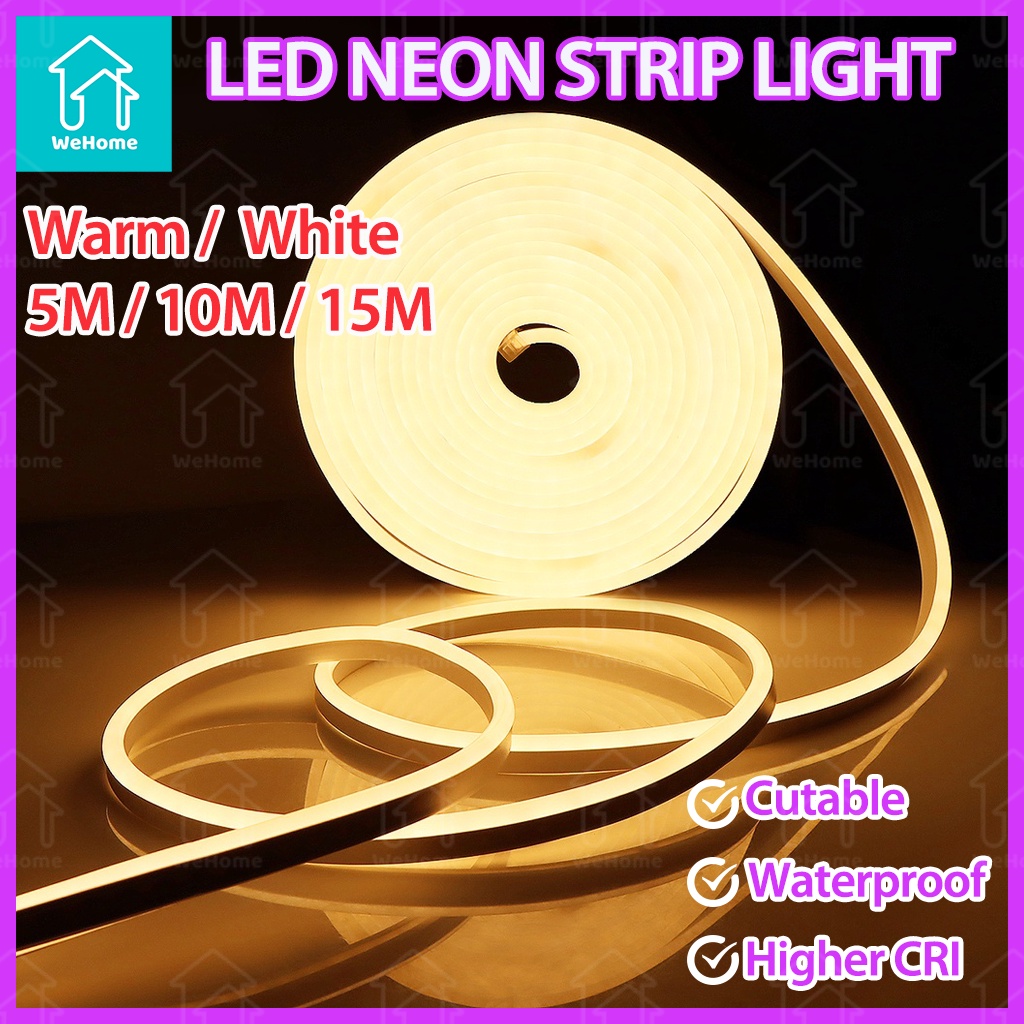 WeHome LED Strip Light 5M/10M/15M 220V White/Warm Neon Lights Indoor ...