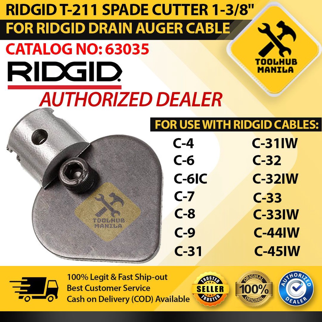 Ridgid T-211 Spade Cutter 1-3/8" Catalogue No. 63035 for Ridgid Drain ...