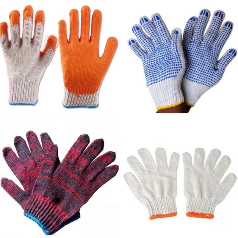 1DOZ/12pairs Cotton String Knitted Orange Rubber Coated Gloves ...