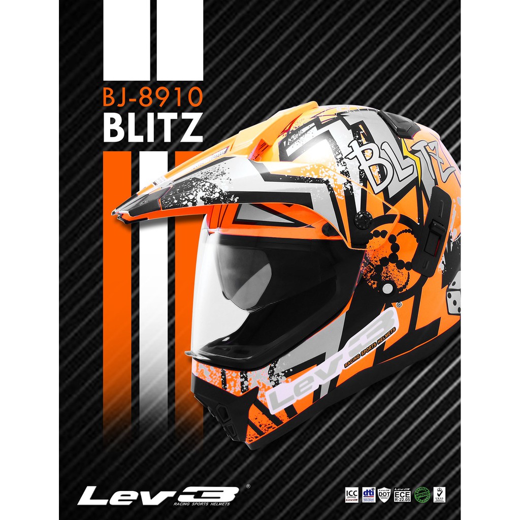 LEV3 BJ-8910 DUAL SPORTS MOTARD HELMET-large | Shopee Philippines