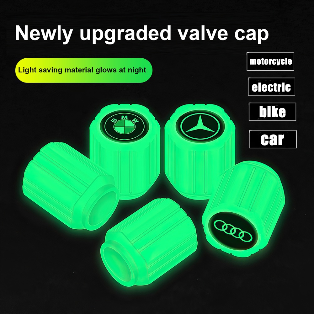 4pcs Universal new Glow-in-the-dark tire valve cap Car valve cover ...
