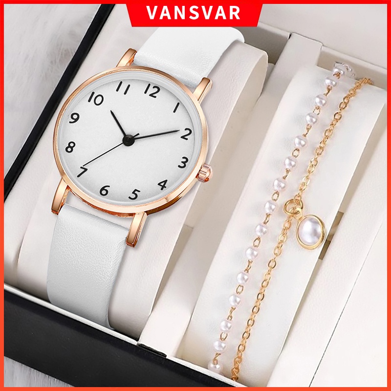 Fashion Leather Band Women Watches Simple Ladies Round Dial Quartz ...