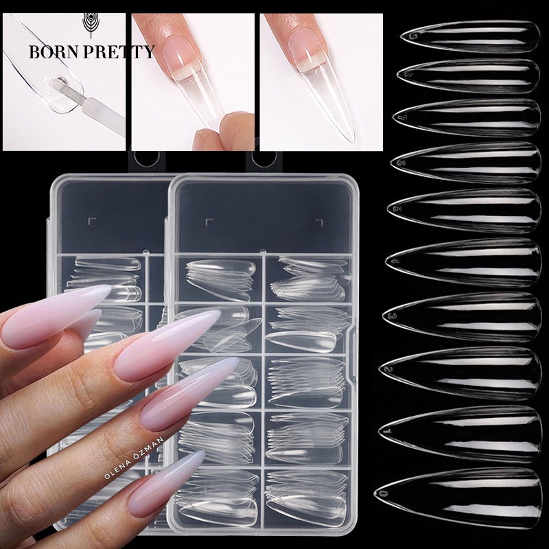 Born Pretty Fake Nail Full Coverage Water Drop Almond Ballerina ...