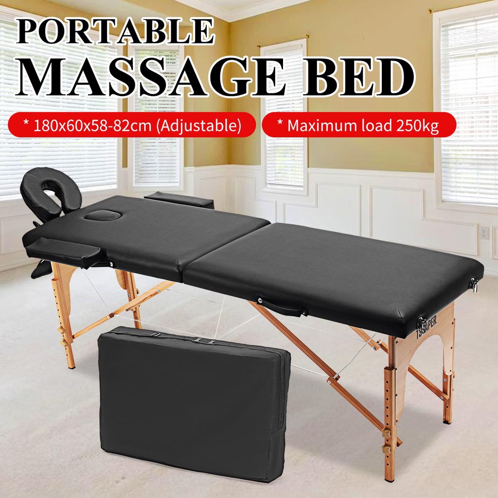 60*185cm Adjustable Massage Bed Beech Portable SPA Bed Foldable Table ...
