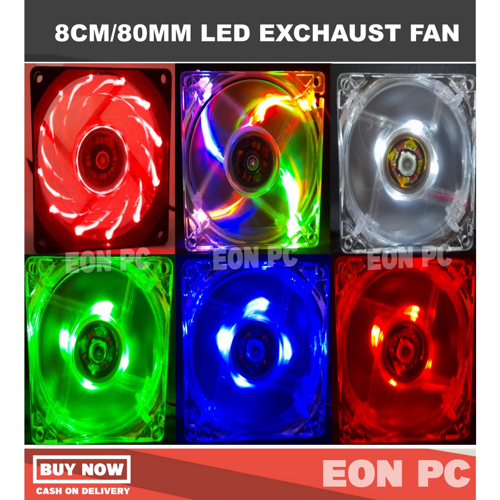 LED CPU CASING FAN 80MM RGB,RED,BLUE,WHITE MOLEX | Shopee Philippines